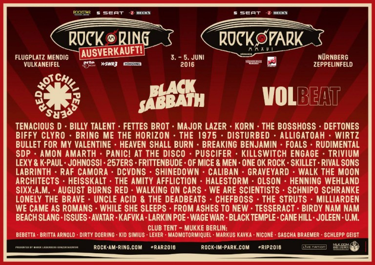 Lineup für Rock am Ring / Rock im Park 2016 komplett › Festivalhopper